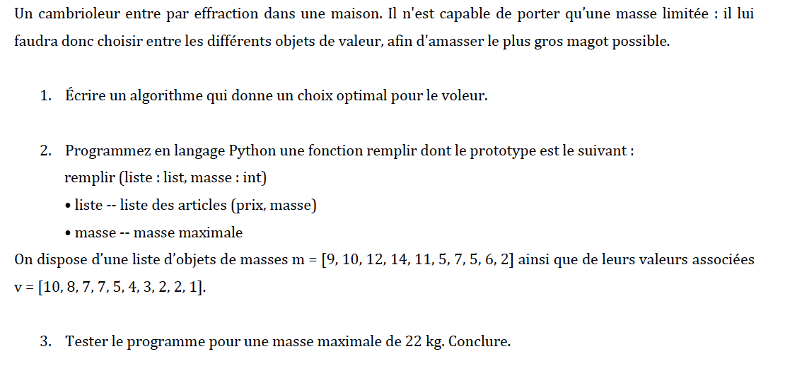 ALGORITHMES GLOUTONS par essaiessai3 - OpenClassrooms